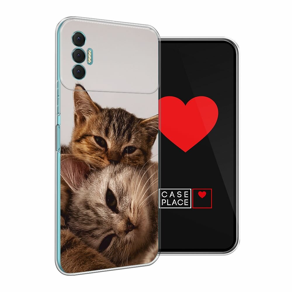 Чехол на Tecno Spark 8P / Техно Спарк 8P с принтом "Нежные котята - 14 февраля" — фото 1