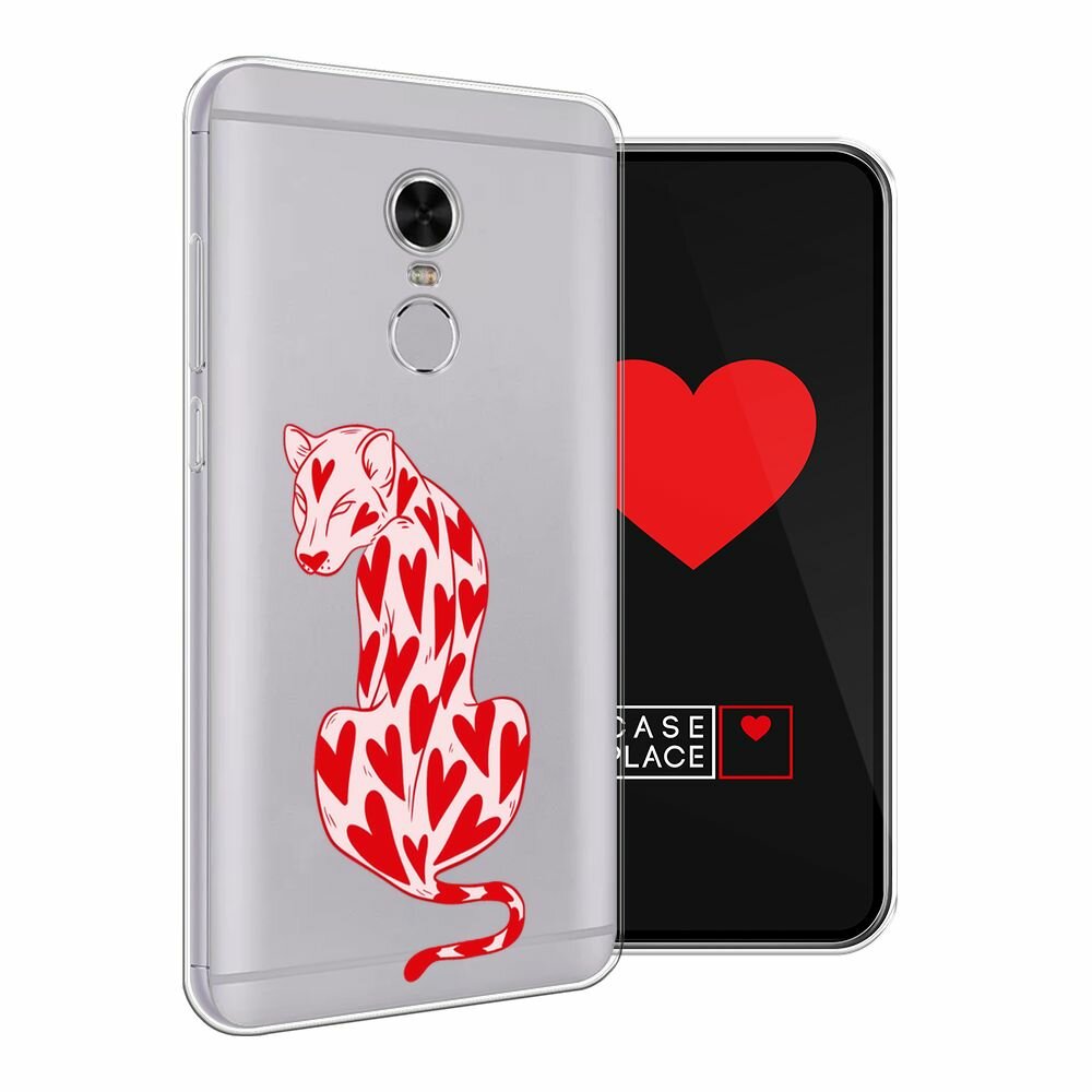 Чехол на Xiaomi Redmi Note 4 (MediaTek) / Сяоми Редми Ноут 4 с принтом "Heart panther 2 - 14 февраля", прозрачный — фото 1