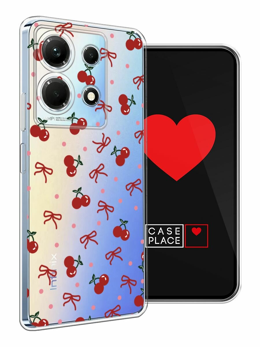 Чехол на Infinix Note 30 4G / Инфиникс Нот 30 4G с принтом "Вишни и ленточки", прозрачный — фото 1