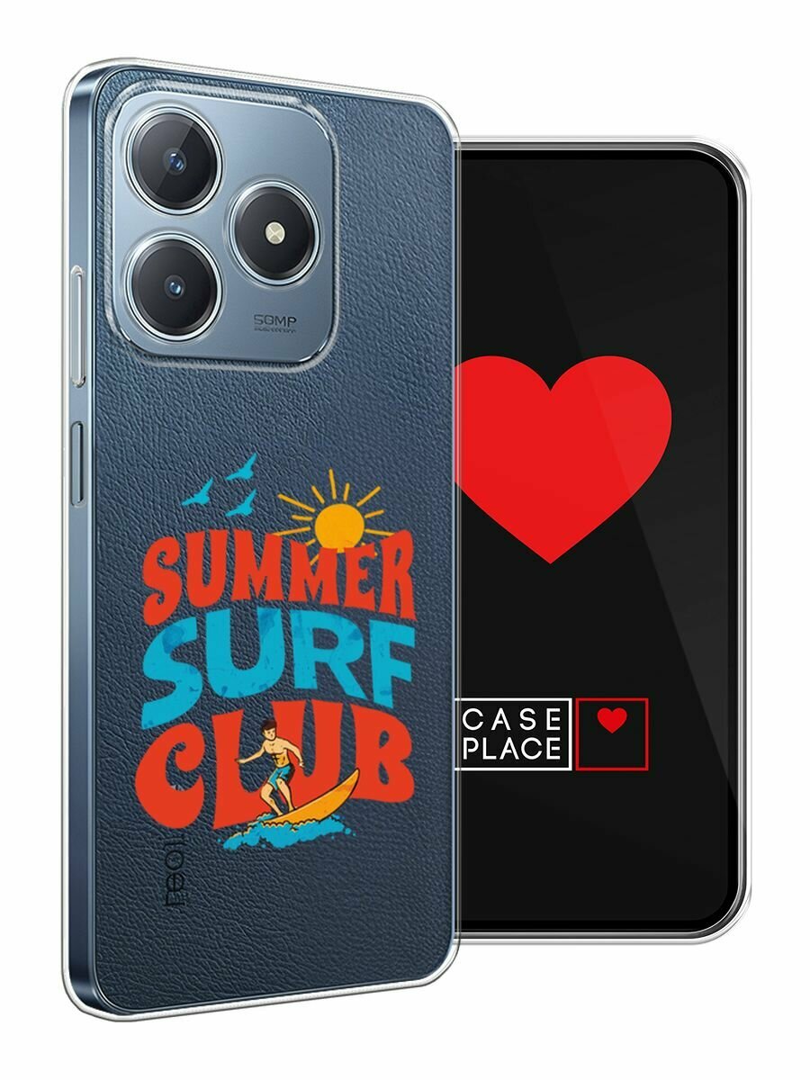 Чехол на Realme C63 / Реалми С63 с принтом "Summer surf club", прозрачный — фото 1