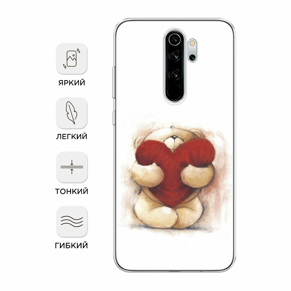 Чехол на Xiaomi Redmi Note 8 Pro / Сяоми Редми Нот 8 Про с принтом "Мишка с сердцем 1" — фото 1