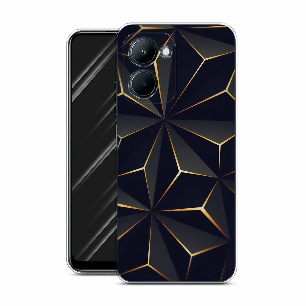 Чехол на Realme C33 / Реалми С33 с принтом "Черные полигоны" — фото 1