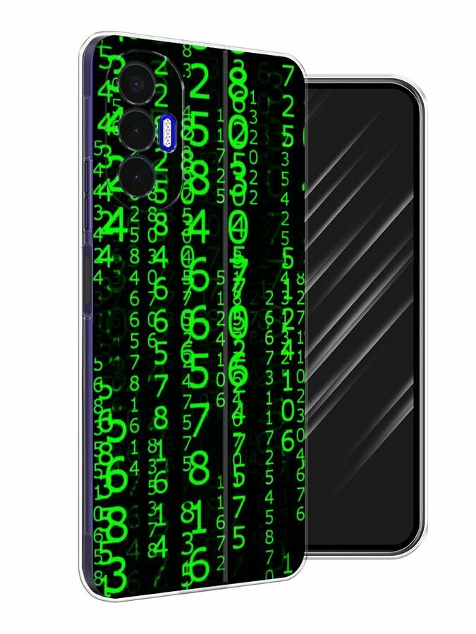 Чехол на Tecno Pova 3 / Текно Пова 3 с принтом "Цифры матрицы"