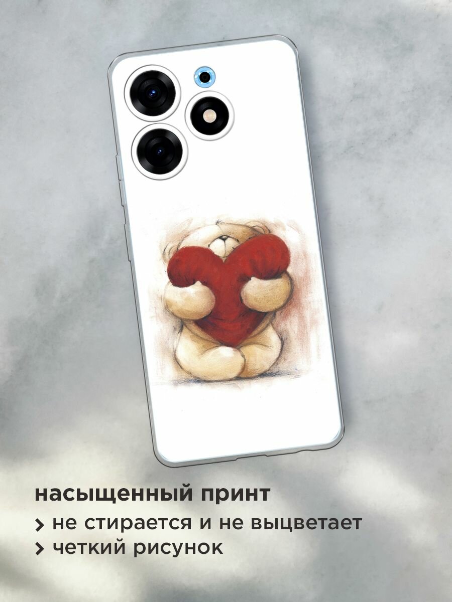 Чехол на Tecno Spark 10 Pro / Текно Спарк 10 Про с принтом "Мишка с сердцем 1" — фото 1