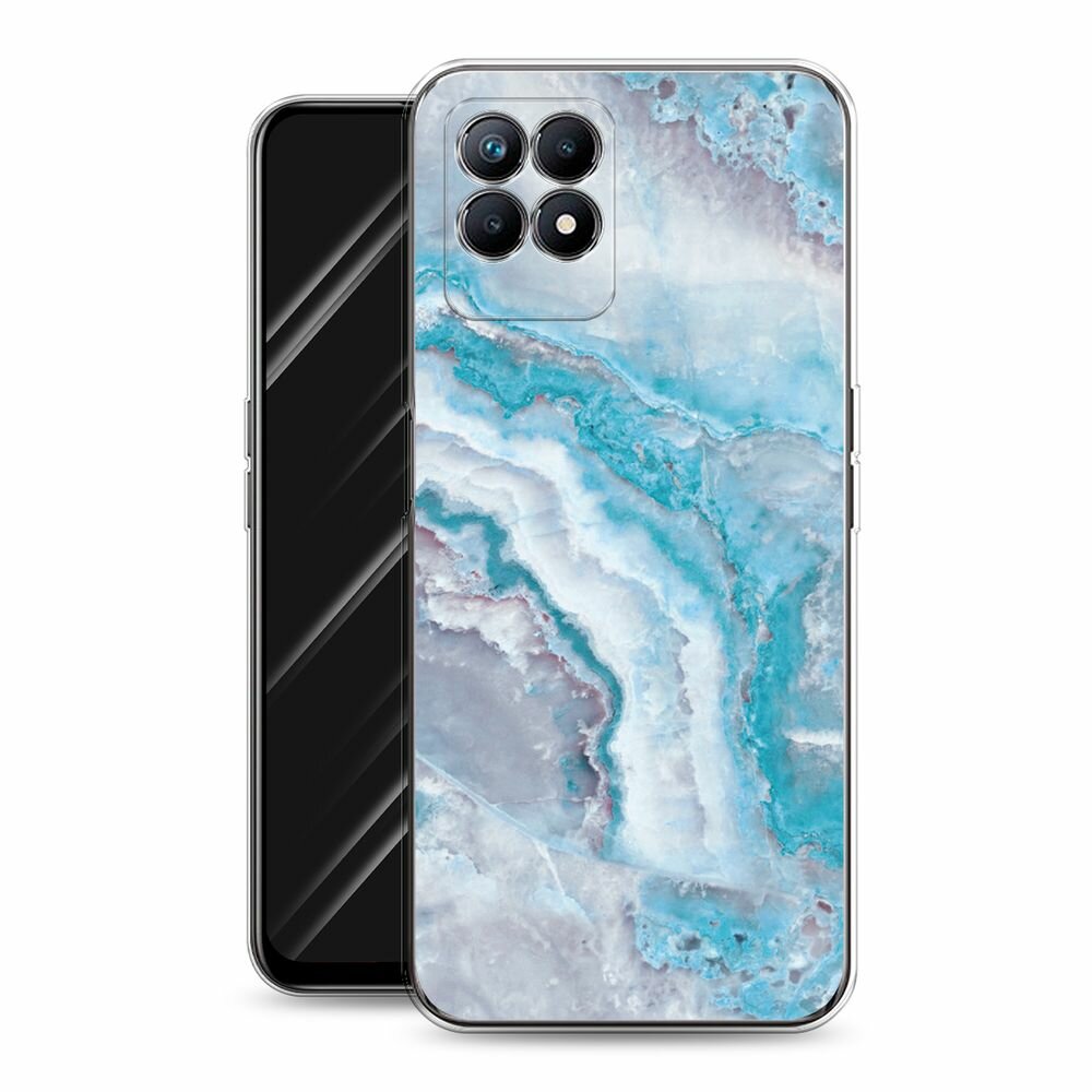 Чехол на Realme 8i / Реалми 8i с принтом "Нежно-голубой мрамор" — фото 1