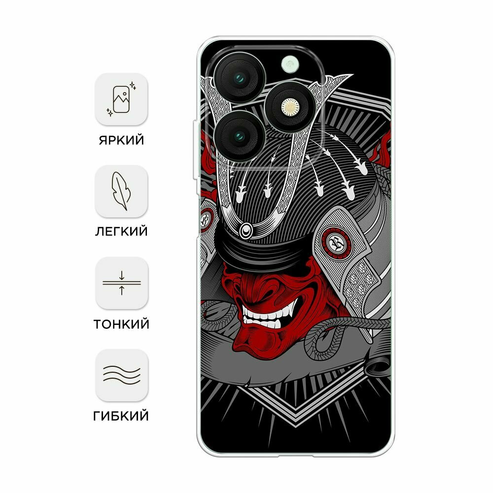 Чехол на Itel A50 / Ител А50 с принтом "Красная маска самурая" — фото 1