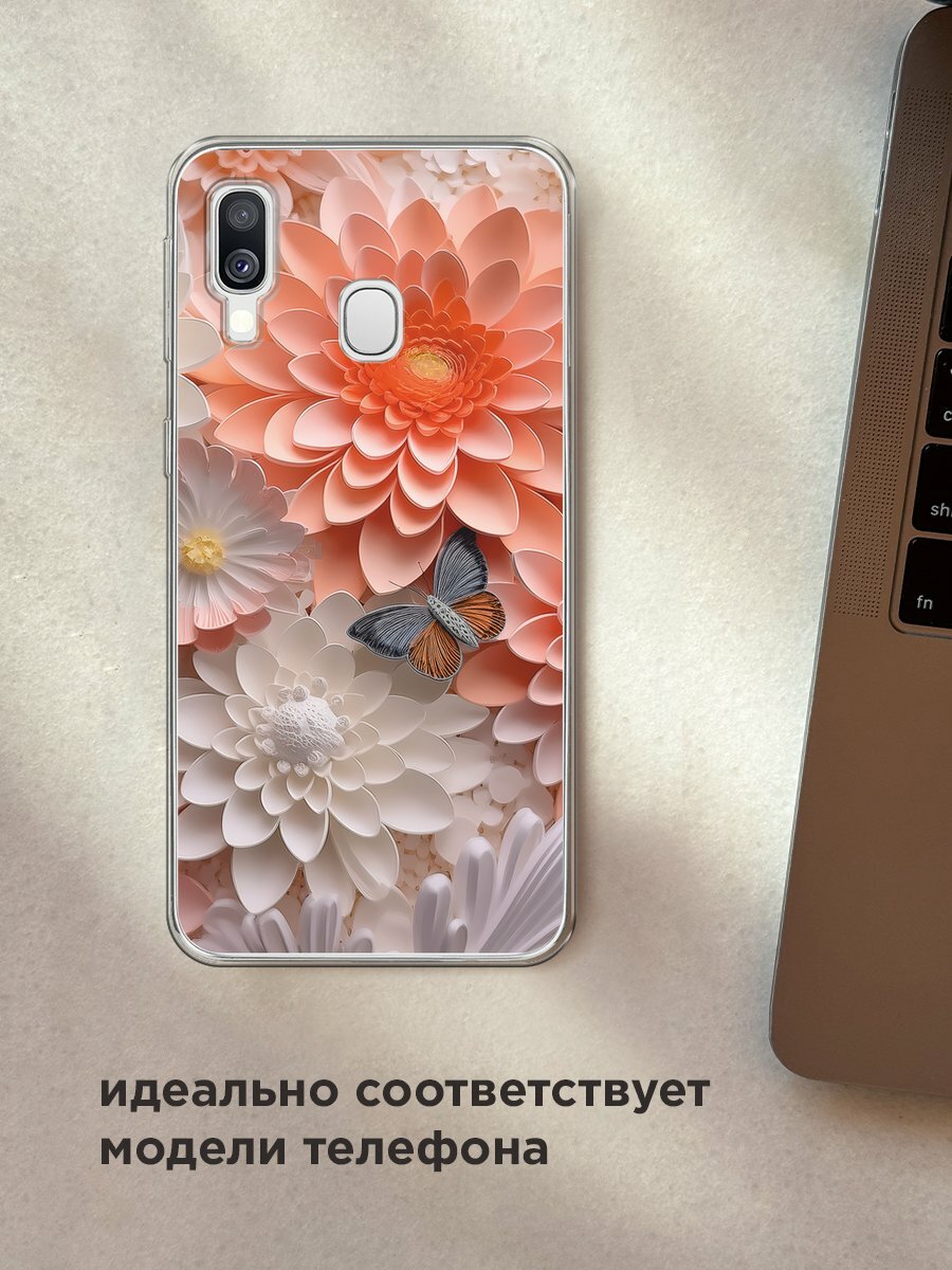 Чехол на Samsung Galaxy A40 / Самсунг Галакси А40 с принтом "Бумажные цветы" — фото 1