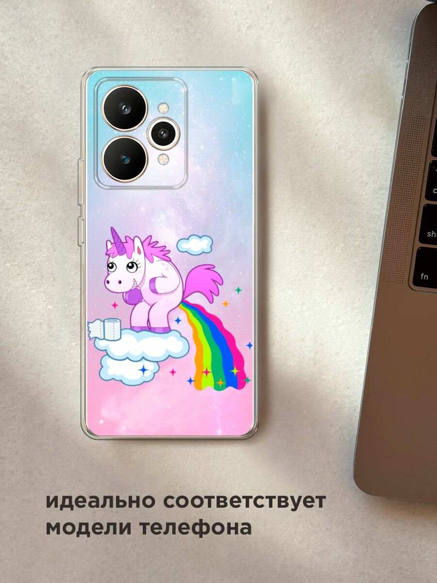 Силиконовый чехол на Realme 15 / Реалми 15 с принтом "Единорог какает" — фото 1