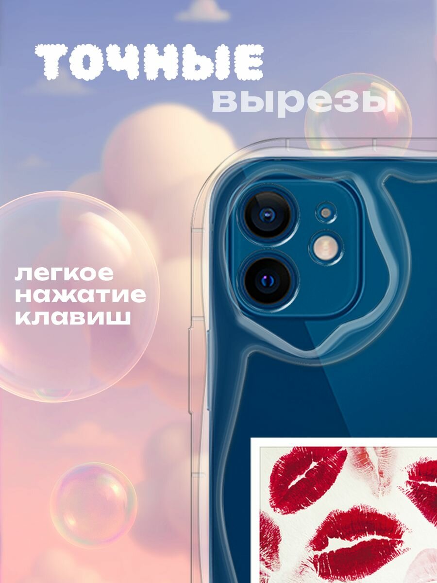 Чехол на Apple iPhone 12/12 Pro / Айфон 12 с принтом Полароид губы 2 — фото 1
