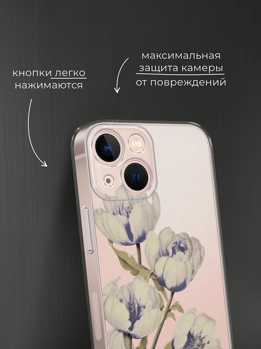 Чехол на Apple iPhone 13 mini / Айфон 13 мини с принтом "Серые бутоны" — фото 1