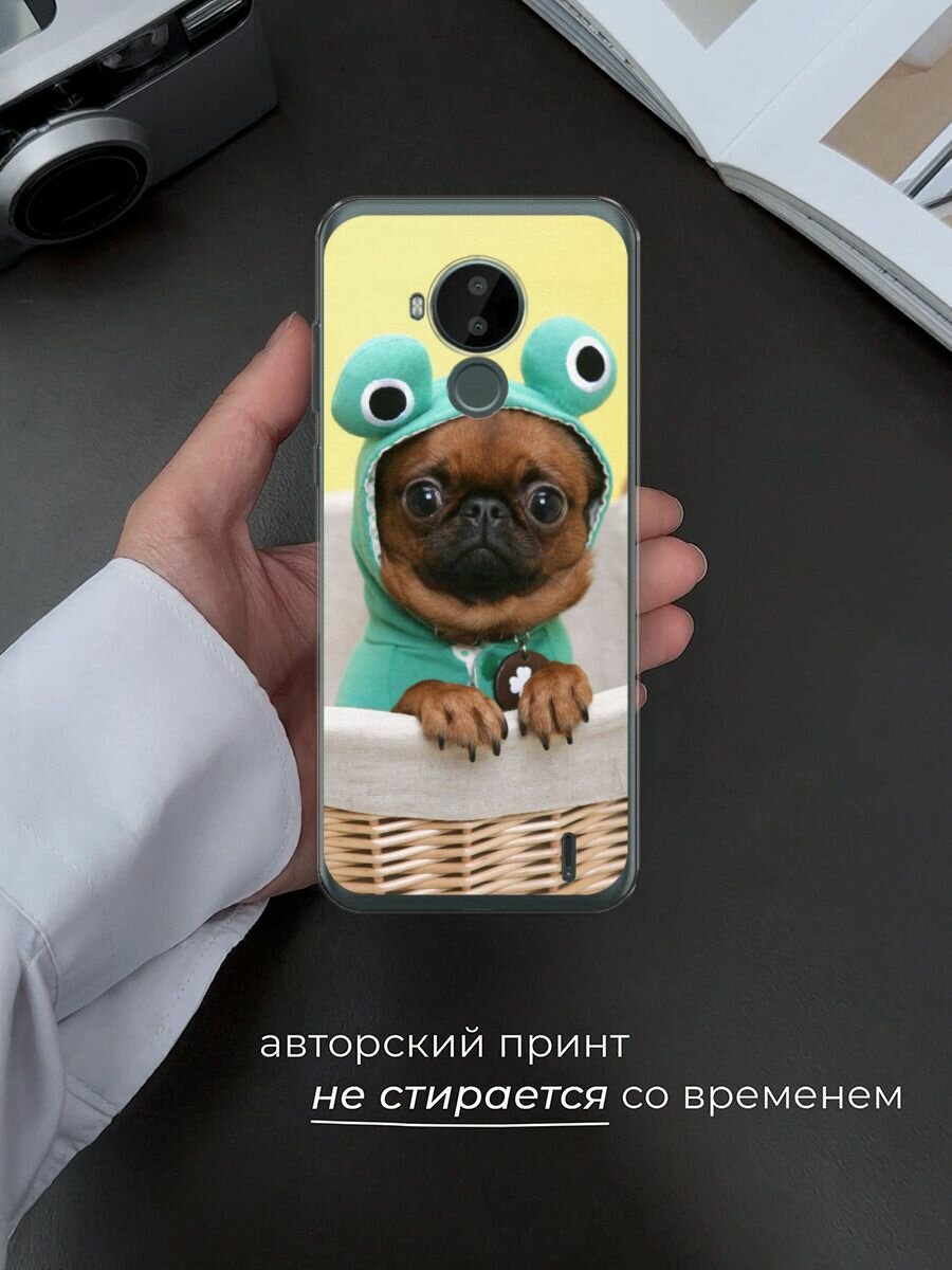 Чехол на Nokia C30 / Нокия C30 с принтом "Собачка в шапке лягушки" — фото 1