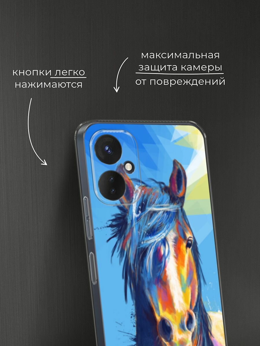Чехол на Tecno Spark 9 Pro / Техно Спарк 9 Про с принтом "Лошадь арт 3" — фото 1