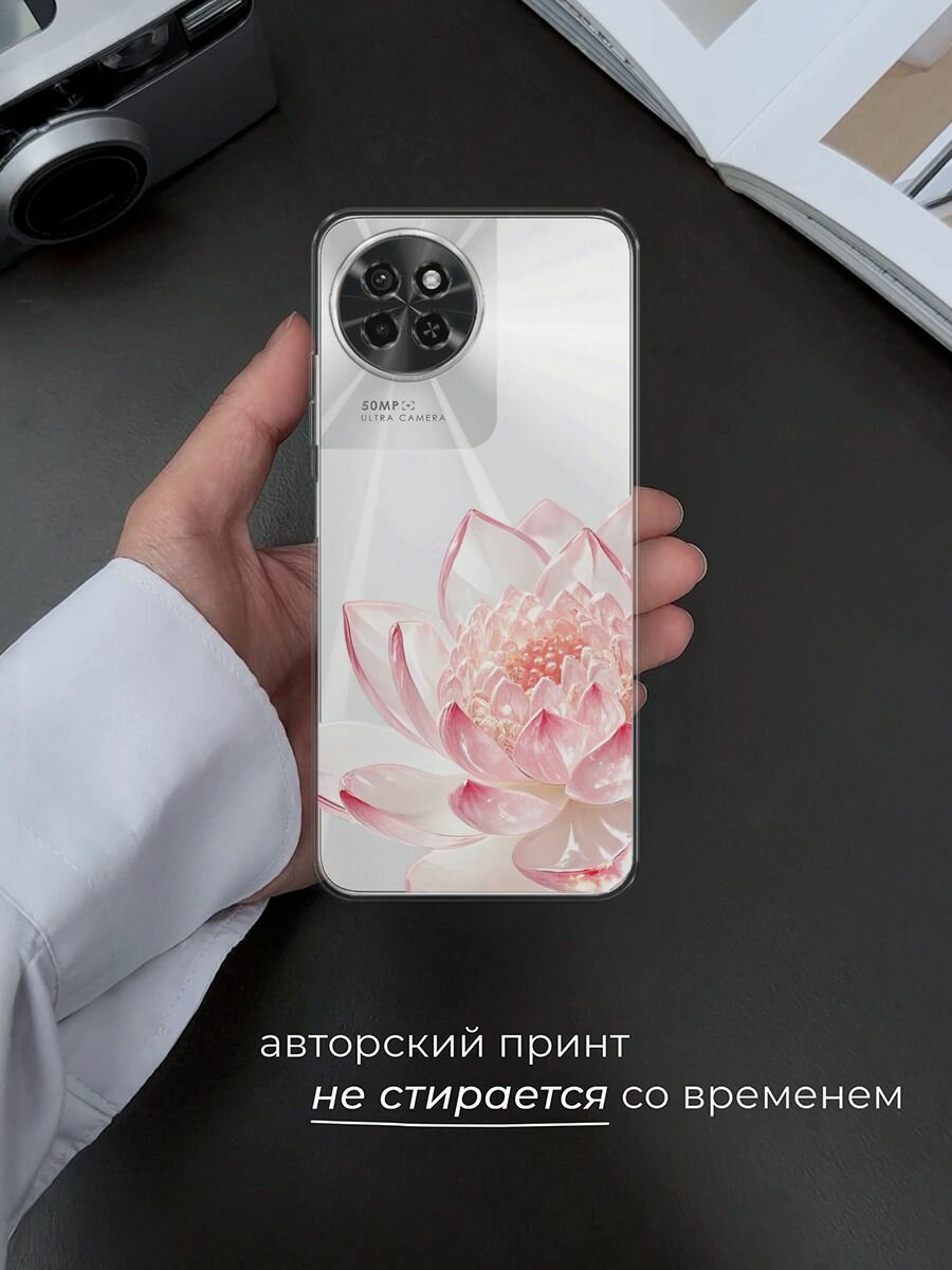 Чехол на Itel S23 / Ител S23 с принтом "Стеклянный лотос" — фото 1