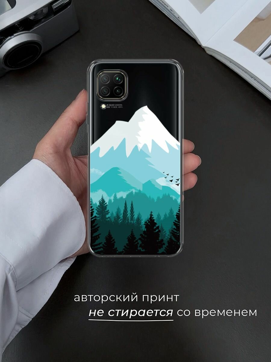 Чехол на Honor 30S Global/Huawei P40 Lite 5G/Nova 7 SE с принтом "Синяя снежная гора", прозрачный — фото 1