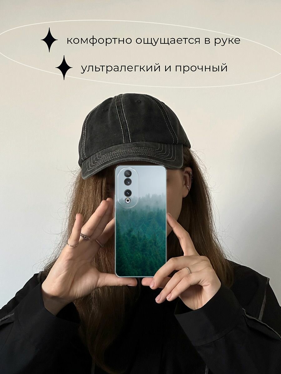 Силиконовый чехол на Honor 90 / Хонор 90 с принтом "Лес в облаках" — фото 1