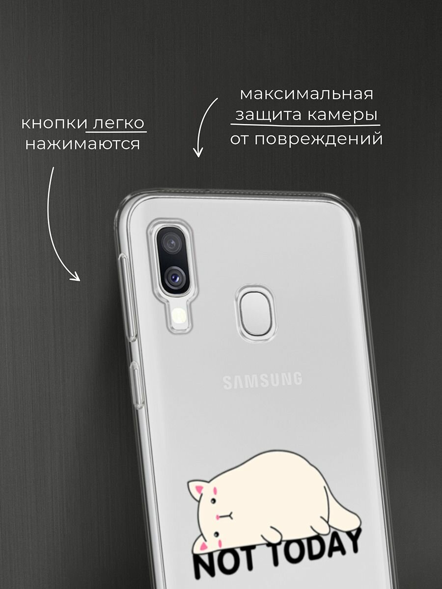 Чехол на Samsung Galaxy A40 / Самсунг Галакси А40 с принтом "Cat not today", прозрачный — фото 1