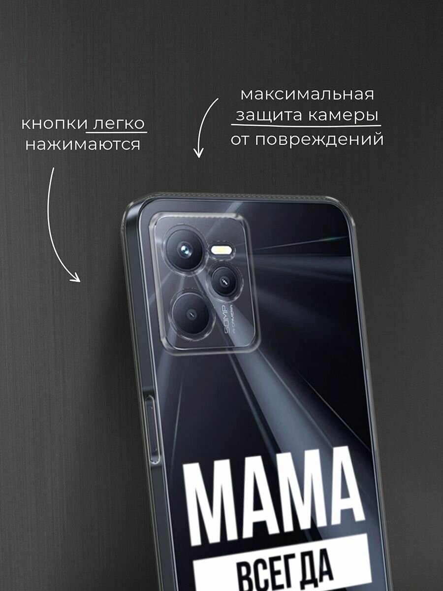 Чехол на Realme C35 / Реалми C35 с принтом "Мама права", прозрачный — фото 1