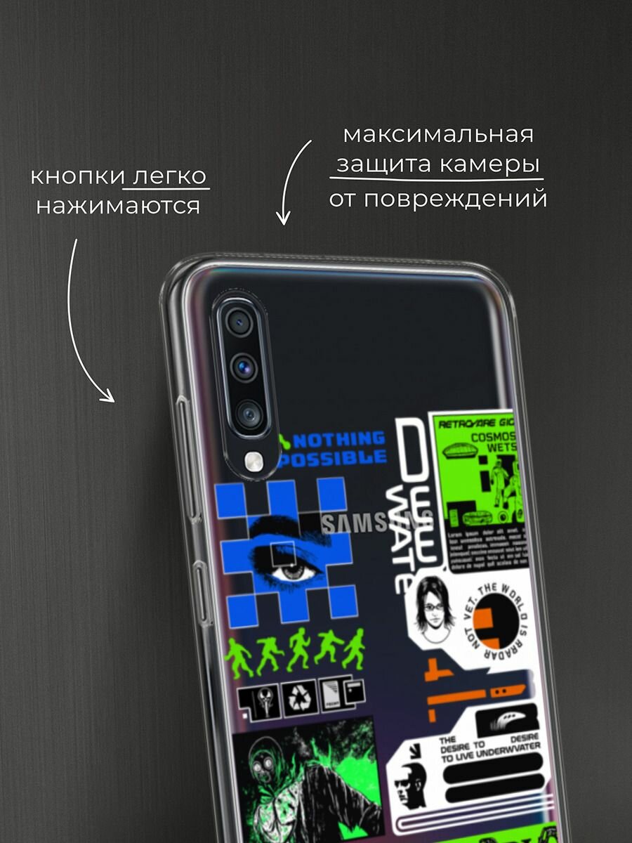 Чехол на Samsung Galaxy A70 / Самсунг Галакси А70 с принтом "Nothing impossible", прозрачный — фото 1