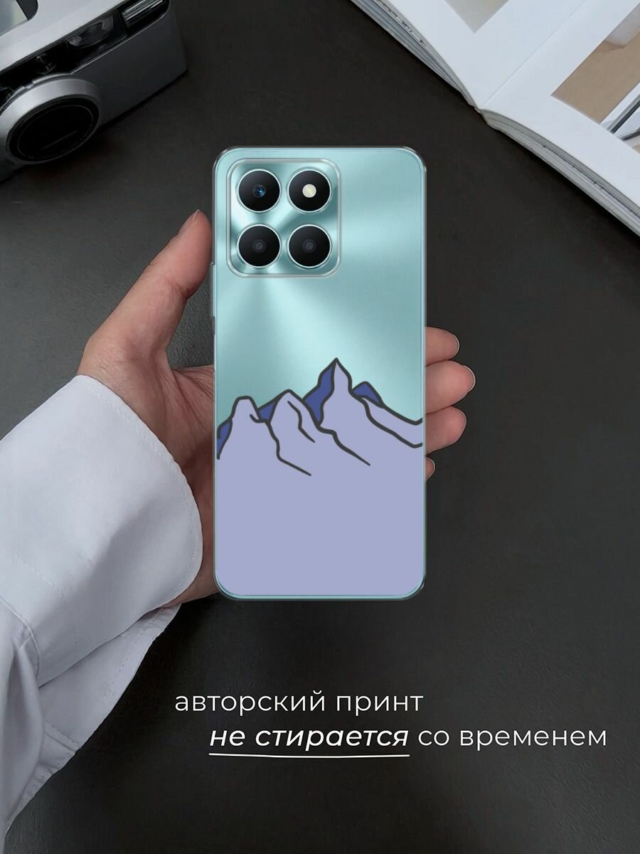 Силиконовый чехол на Honor X6A / Хонор X6A с принтом "Гора", прозрачный — фото 1