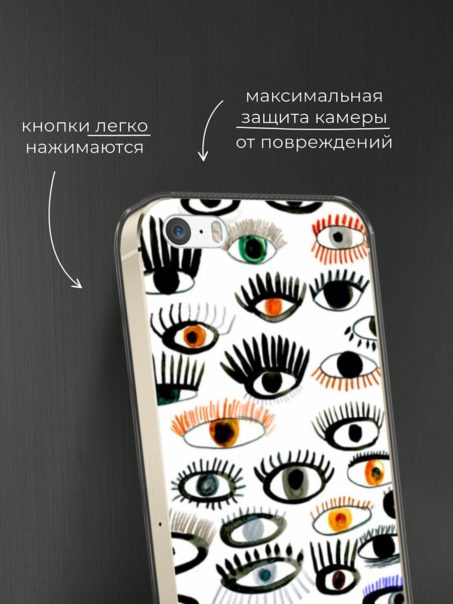 Чехол на Apple iPhone 5/5S/SE / Айфон 5/5S/SE с принтом "Глаза акварель" — фото 1