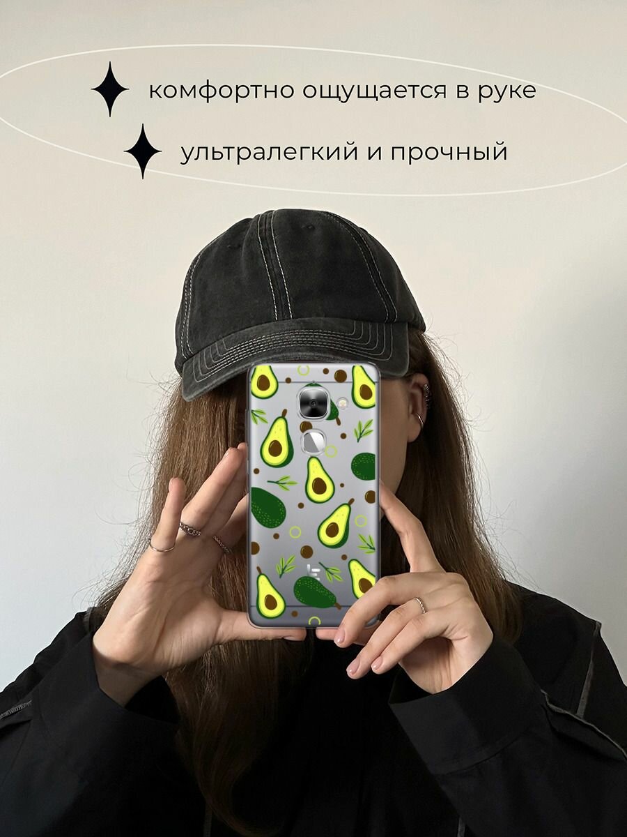 Чехол на LeEco Le 2/2 pro / Лееко Ле 2/2 про с принтом "Авокадо паттерн", прозрачный — фото 1