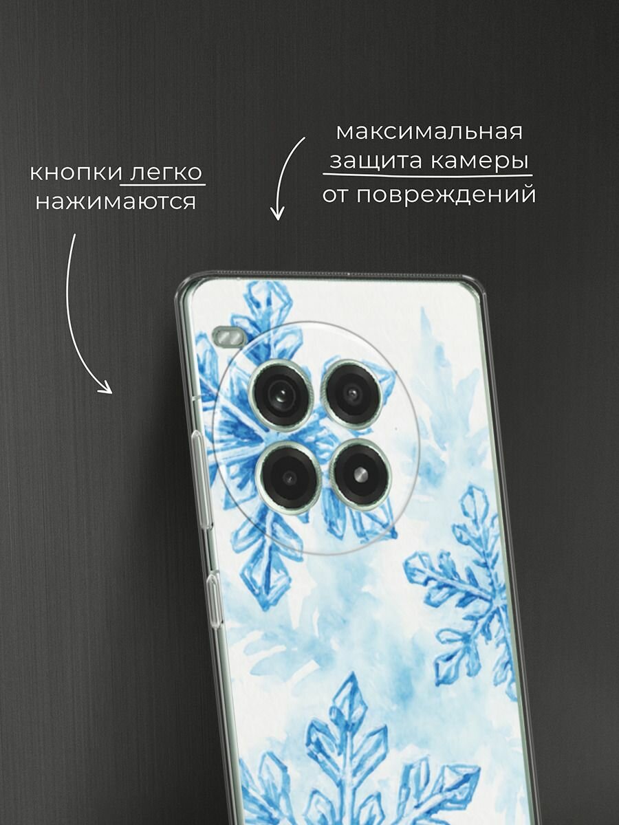 Чехол на OnePlus Ace 3 Pro / Ван Плас Эйс 3 Про с принтом "Акварельные снежинки" — фото 1