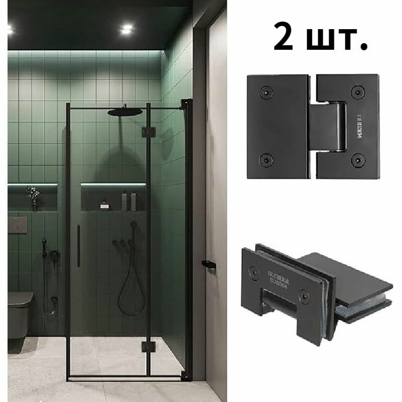 Дверная петля для душа из нержавеющей стали с двухсекционным стеклянным зажимом на 180 градусов