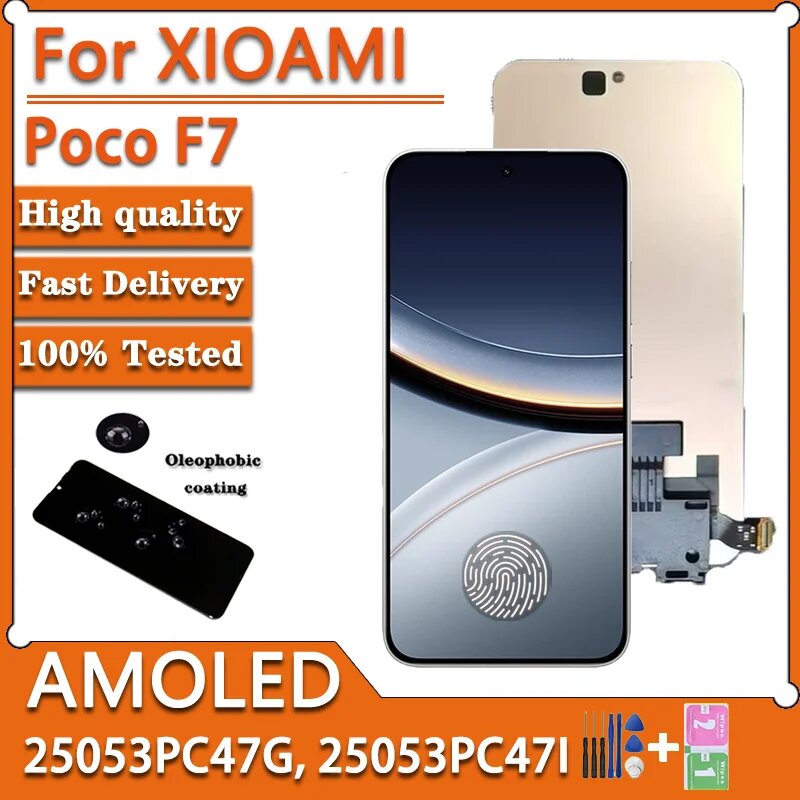 6,83 "Новый AMOLED для Xiaomi Poco F7 ЖК-дисплей 25053PC47G, дигитайзер сенсорного экрана в сборе для xiaomi poco f7 25053PC47I ЖК-дисплей Black NO Frame