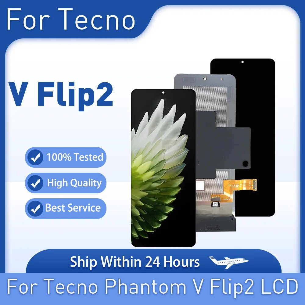 6,9-дюймовый маленький экран AMOLED для Tecno Phantom V Flip2 5G, ЖК-дисплей, дигитайзер сенсорного экрана для Phantom VFlip2, ремонт ЖК-дисплея в сборе