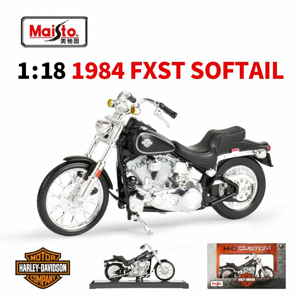 Maisto 1:18 Harley-Davidson 1984 FXST Softail Статическая литая под давлением коллекционная модель мотоцикла для хобби, игрушки
