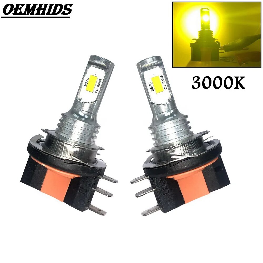 2 шт, автомобильные лампы 3570 H15, 80 Вт, лм, LED H15 yellow X2pcs