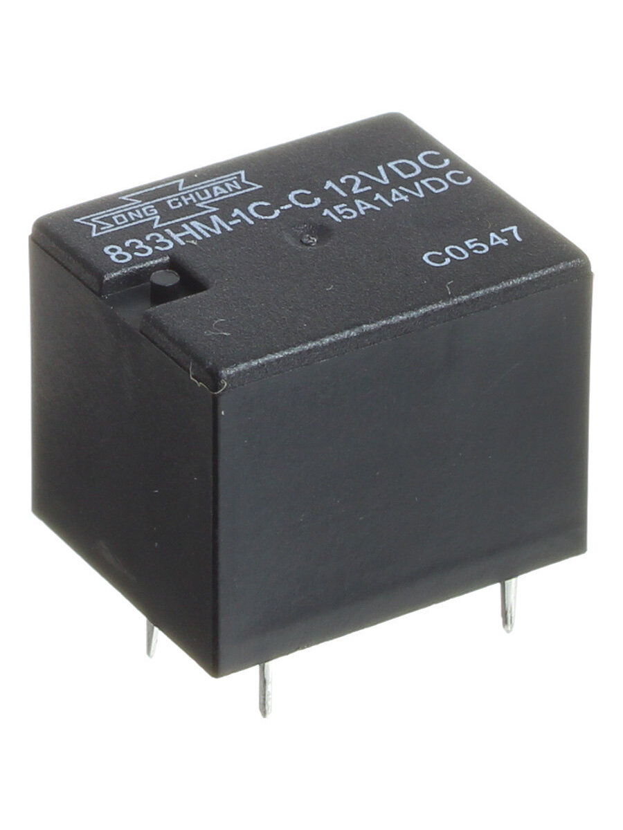 Реле 12В, 1 группа 15А 14В DC (упаковка 4шт) SONGCHU 833HM-1C-C 12VDC SPDT 1C