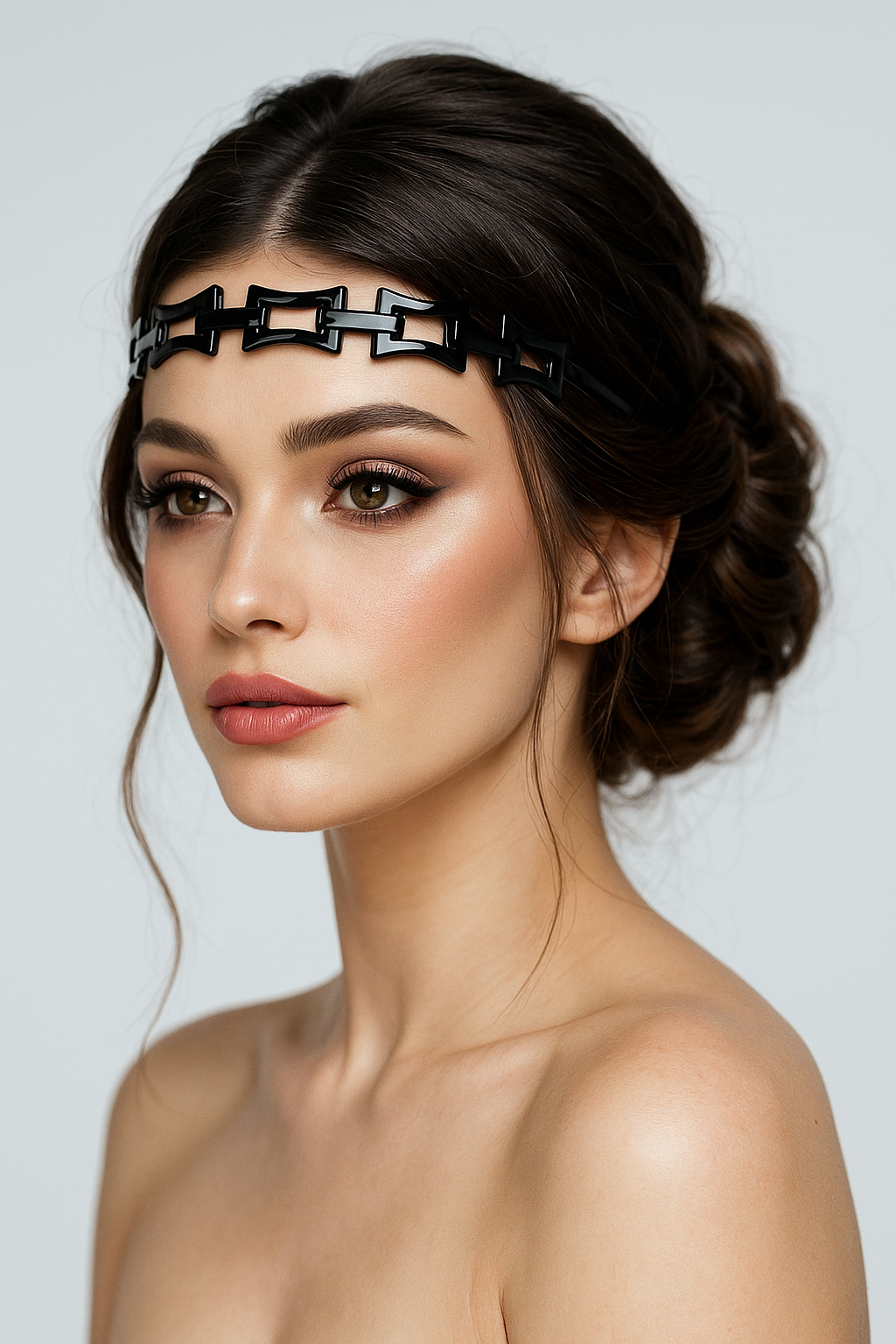 Ободок для волос на резинке силиконовый для греческой прически черный.