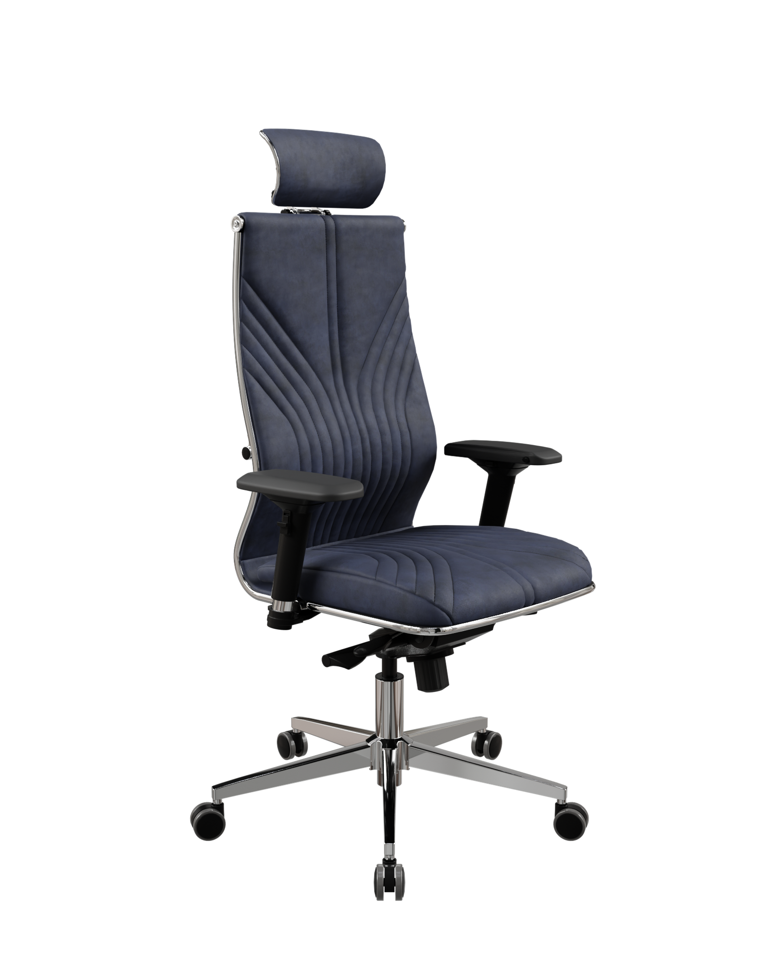 Кресло офисное Метта Samurai SKY Velour синий велюр\стальное пятилучие