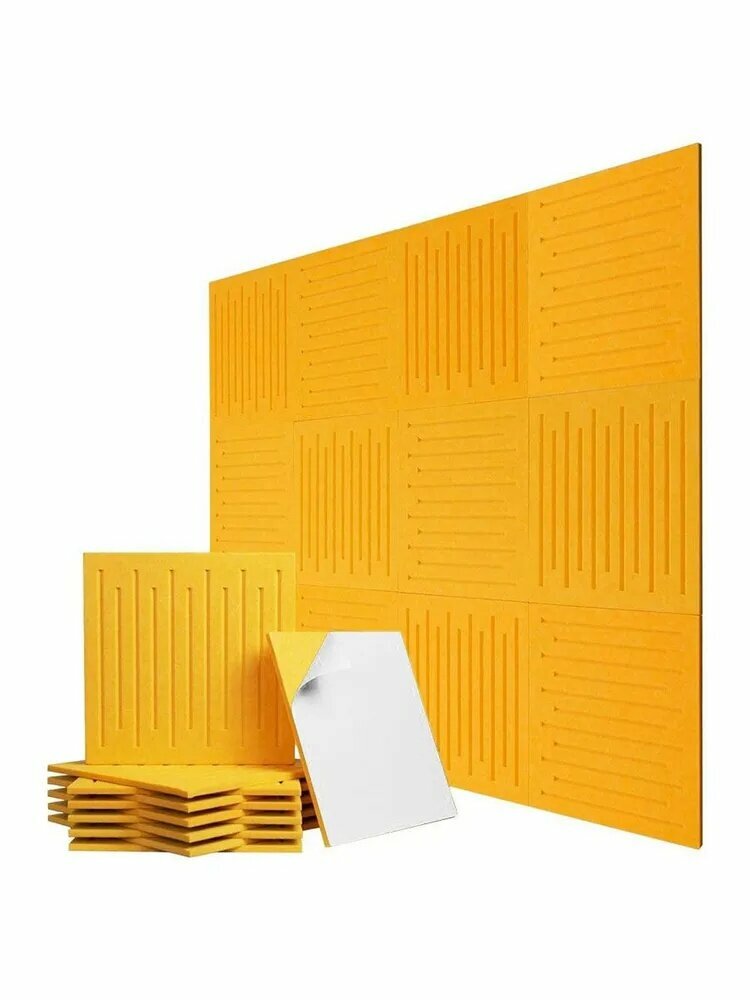 BEIYIN 12 шт . панелей Самоклеящийся акустический Звуконепроницаемая Доска 300х300x9мм(Желтый)