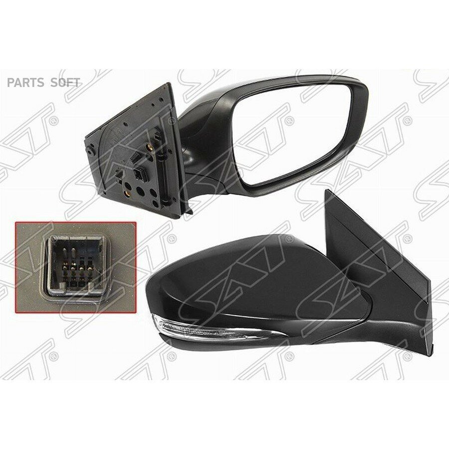 Зеркало Hyundai Solaris 10-17 / Accent 11-17 (Справа/ Обогрев/ Повторитель поворота/ 6 контактов) от официального дистрибьютора, SAT, артикул STHNS1940B1