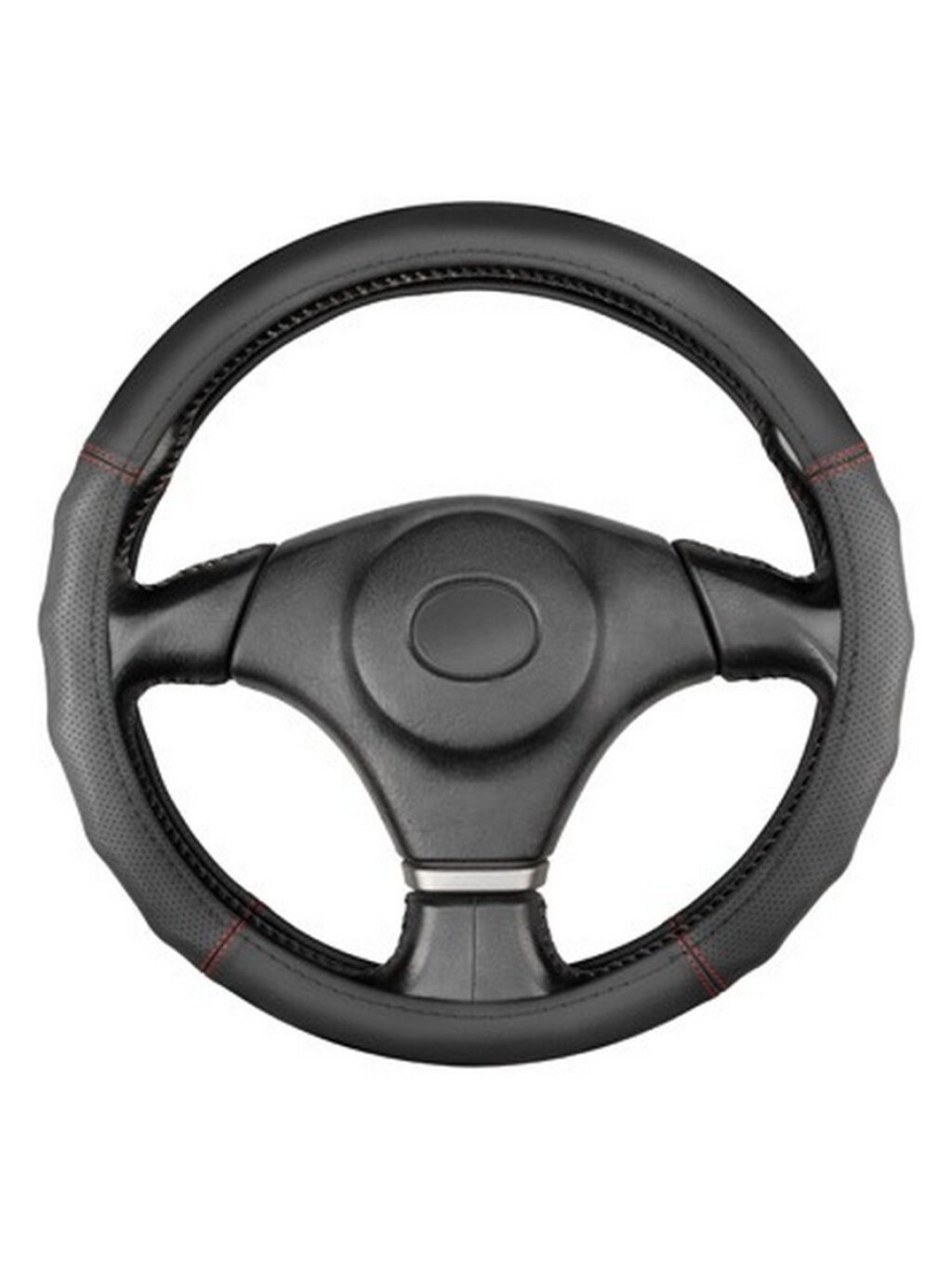 Оплётка руля Skyway S01102565 Натуральная кожа черный/красный