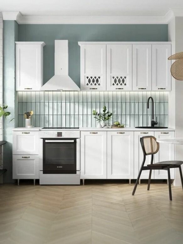 Кухонный гарнитур Милано МДФ 1,8м белый текстурный/белый со столешницей МИФ