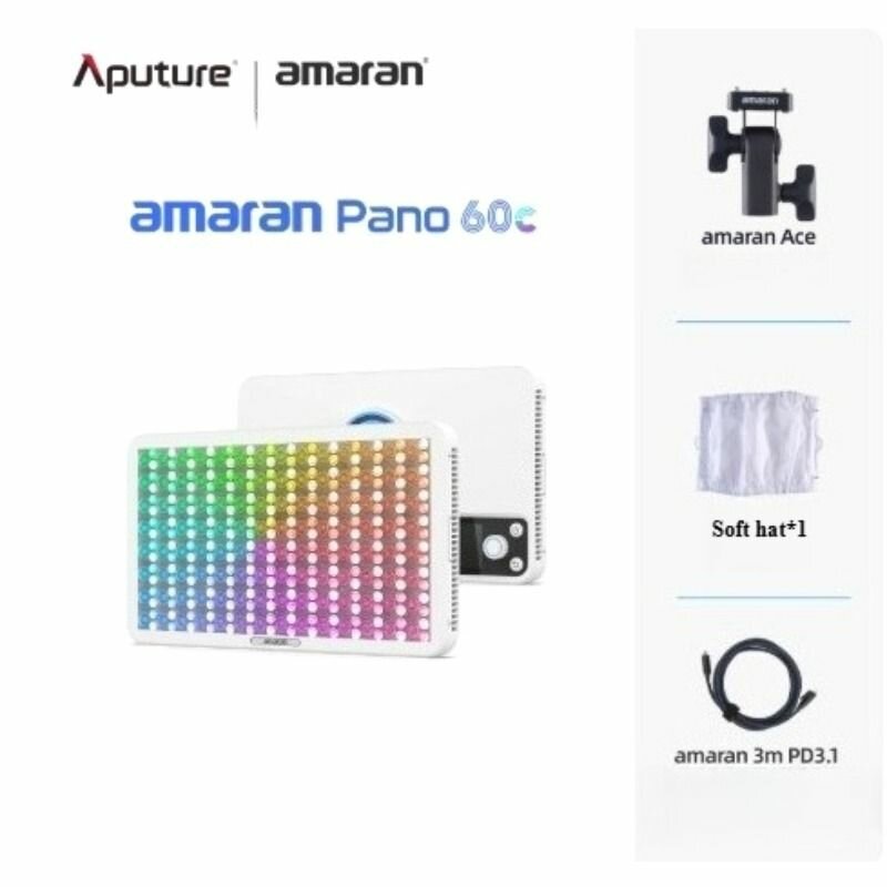 Осветитель Aputure Amaran Pano 60c white(no plug) Компактный 60W RGBWW , Полноцветная панель освещения 2300К-10 000 К 12 Световых эффектов для фотостудии