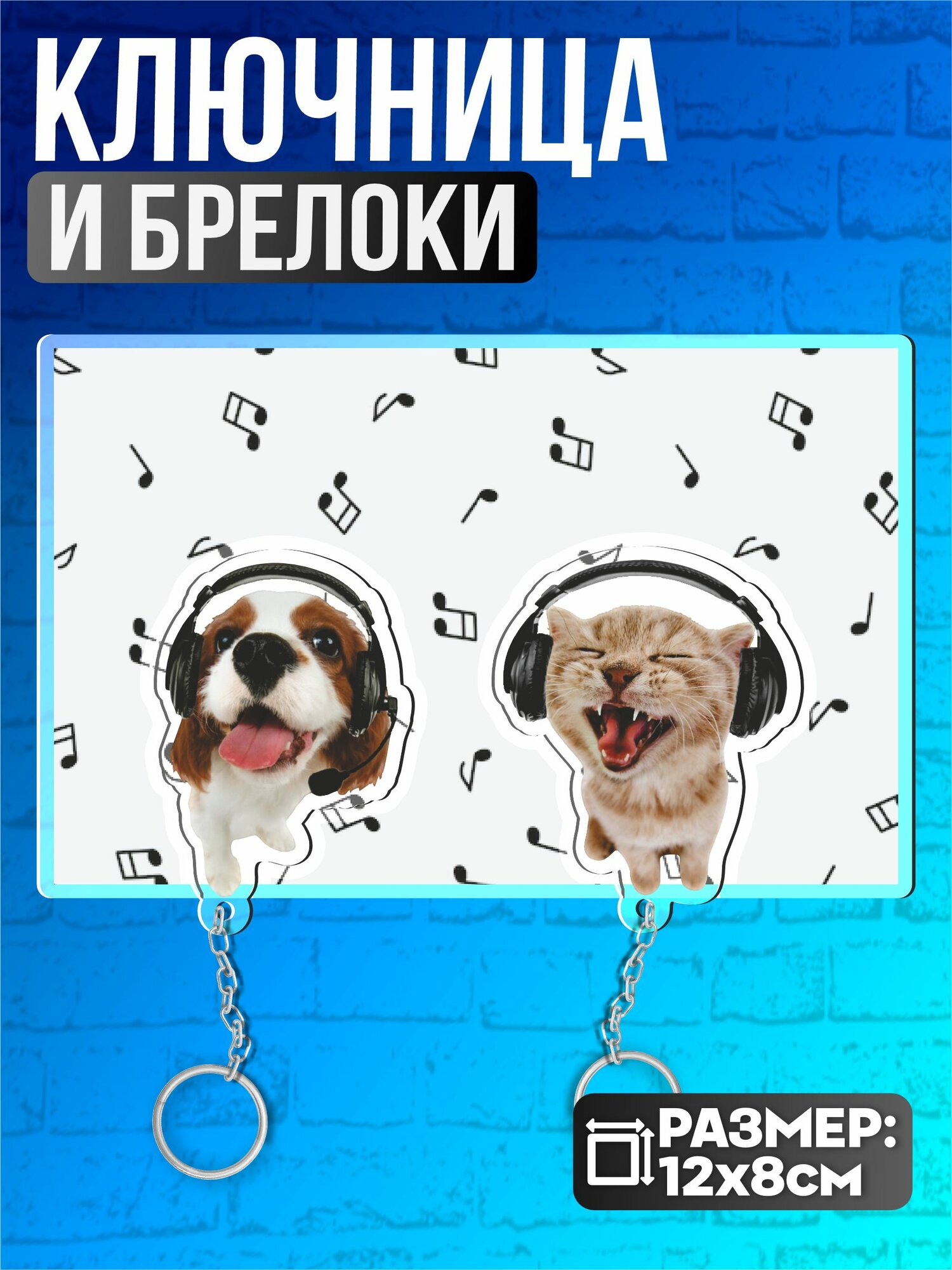 Ключница настенная в прихожую парная Котики мемы