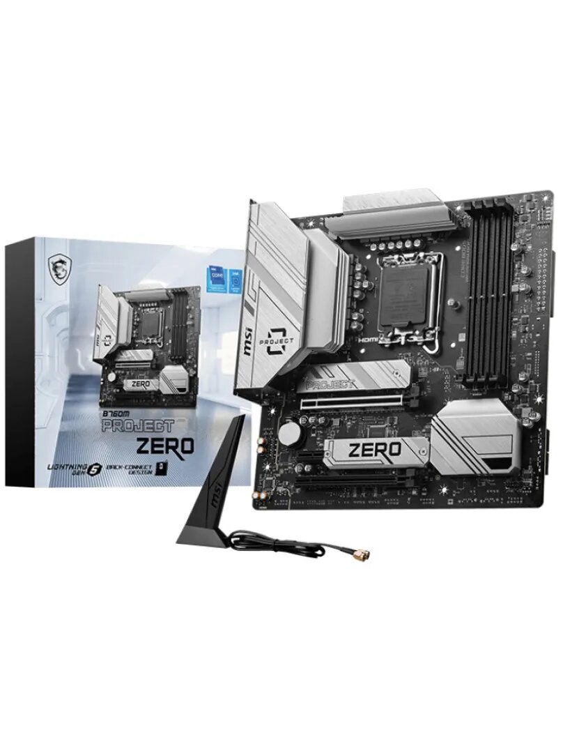 Материнская плата MSI B760M PROJECT ZERO Micro-ATX LGA1700 Intel B760 4xDDR5 (256ГБ)