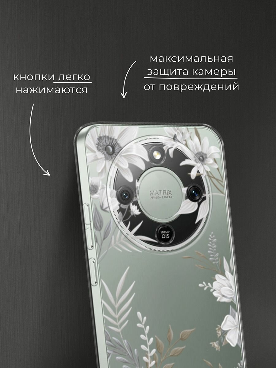 Чехол на Honor X9d / Хонор X9d с принтом "Цветы сепия" — фото 1