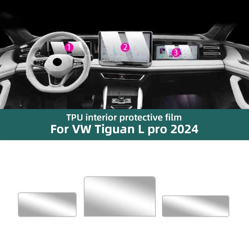 Для Volkswagen Tiguan L Pro VW 2024 2025 Защитная пленка из ТПУ, прозрачная внутренняя центральная консоль, панель переключения передач, аксессуары против царапин