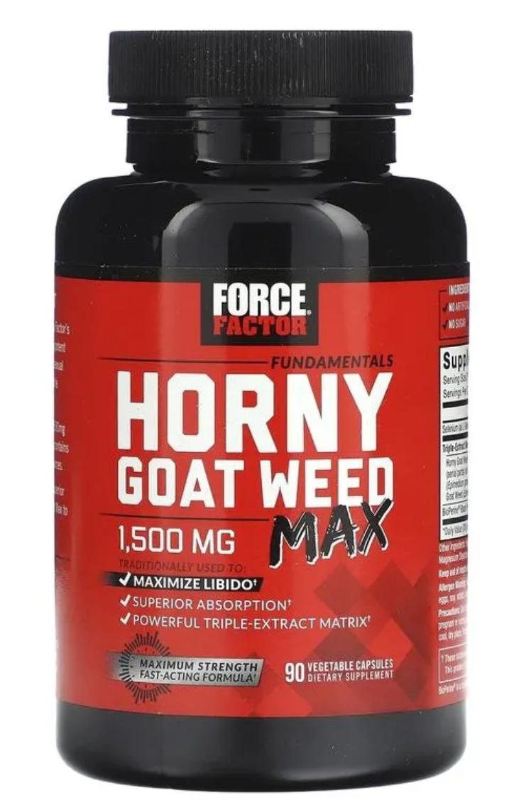 FORCE FACTOR Horny Goat Weed, экстракт горянки, 1500 мг, 90 таблеток