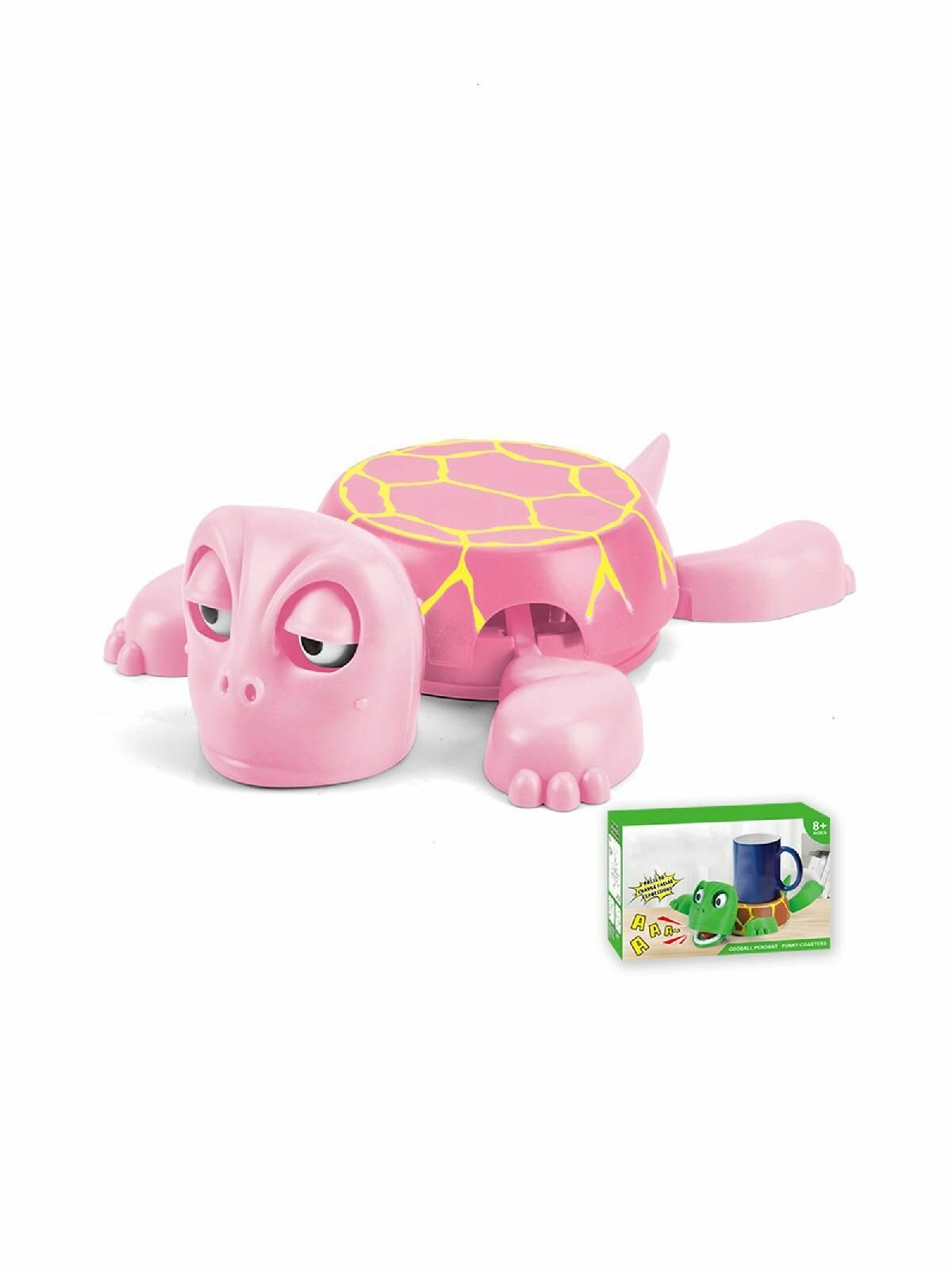 Статуэтка, Press the Scared Tortoise Coaster - Английская коробка розового цвета Scared Tortoise со звуковым эффектом