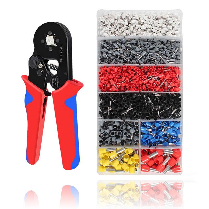 Набор обжимных плоскогубцев 23-7AWG 0,25-10 мм² Набор обжимных инструментов,1800шт Набор зажимных наконечников