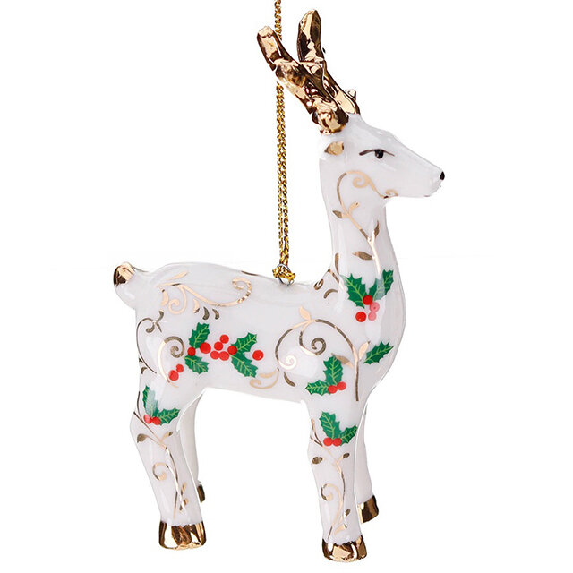 Фарфоровая елочная игрушка Олень Дандер - Посланник Рождества 10 см, Goodwill, MO96500-1