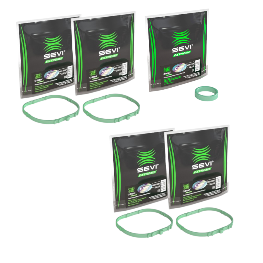 Комплект из 5ШТ: Прокладки коллектора впускного + сапуна LOGAN, MEGANE, DUSTER SEVI двигатель RENAULT K4M 16V (силикон) (8200236726, 8200275057) (артикул K54015057X454206726X1)