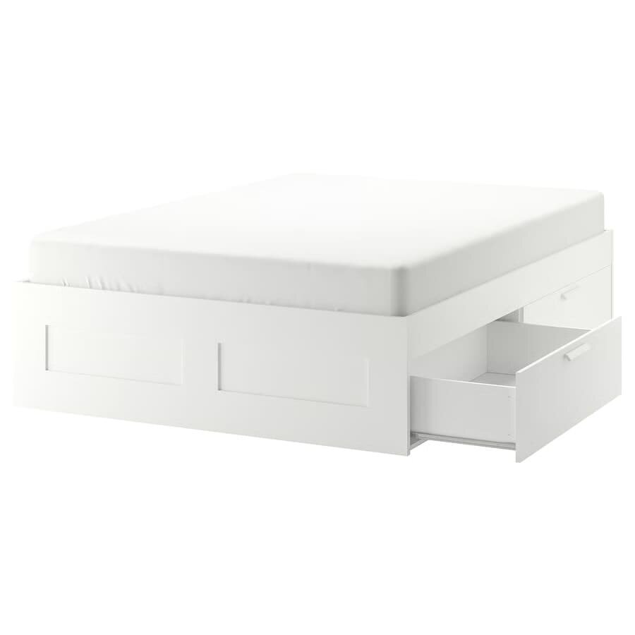 Кровать Ikea Brimnes с 4-мя ящиками белые 140x200 см. ((Оригинал)