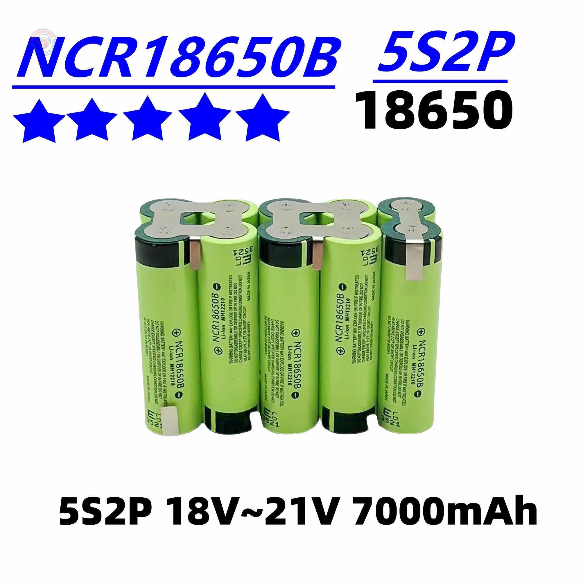 Аккумулятор 18V, 5S2P, 6000-7000mAh, широкий диапазон напряжения, для шуруповёртов